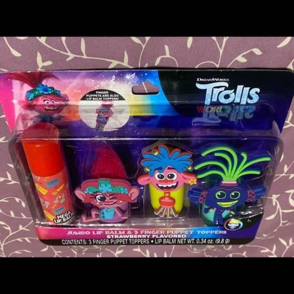 Bath, Skin & Hair | Trolls World Tour Jumbo Lip Balm 3 Finger Puppet ...